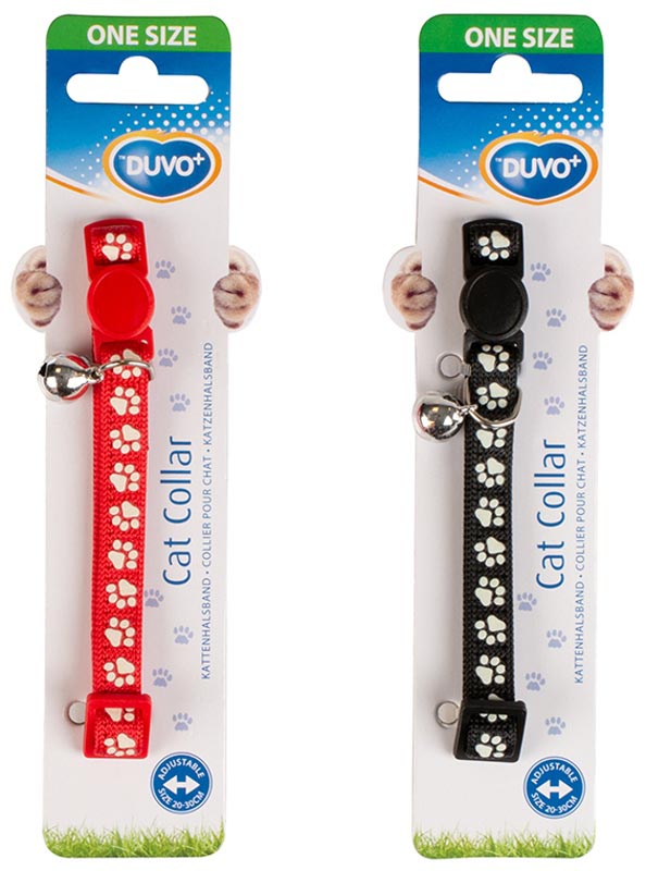 Obojek cat nylon DUVO+ Pacičky 20-30cm / 10mm | Obojky a postroje ...