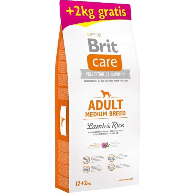 Brit Care Dog Adult Medium Breed Lamb & Rice 12 kg + 2 kg zdarma ...